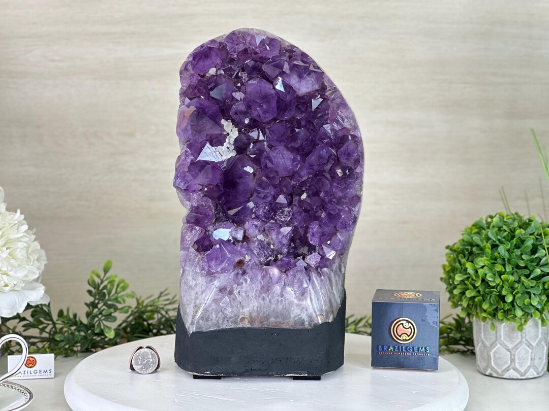 Extra Quality Amethyst Cluster, Cement Base, 24.7 Lbs & 12.4" Tall ...