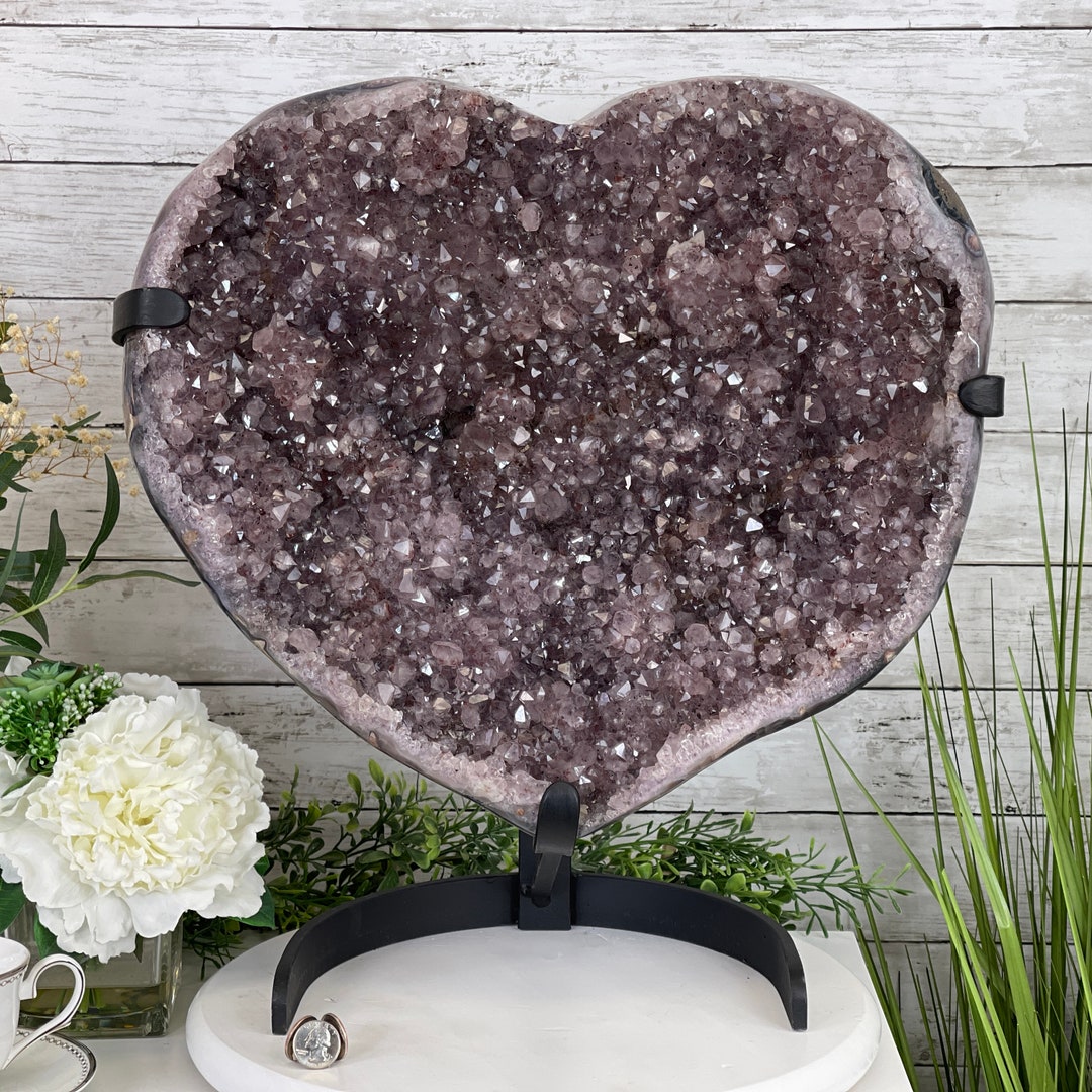 Extra Quality Amethyst Heart Geode, Metal Stand, 63.3 Lbs & 19.5" Tall ...