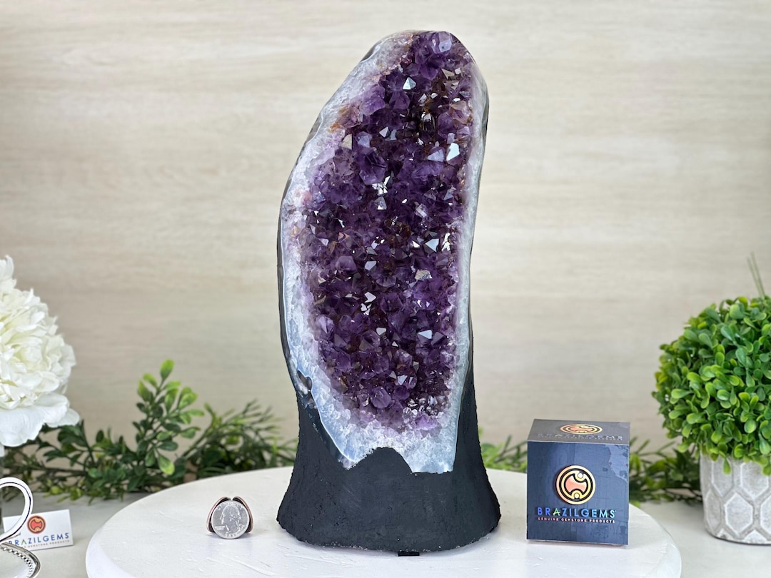 Extra Quality Amethyst Cluster, Cement Base, 16.2 Lbs & 12.5" Tall ...