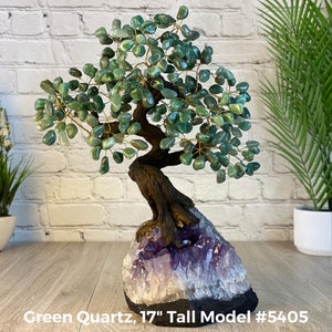 17" Tall Handmade Gemstone Tree W/ Crystal Cluster Base, 240 Total Gems ...