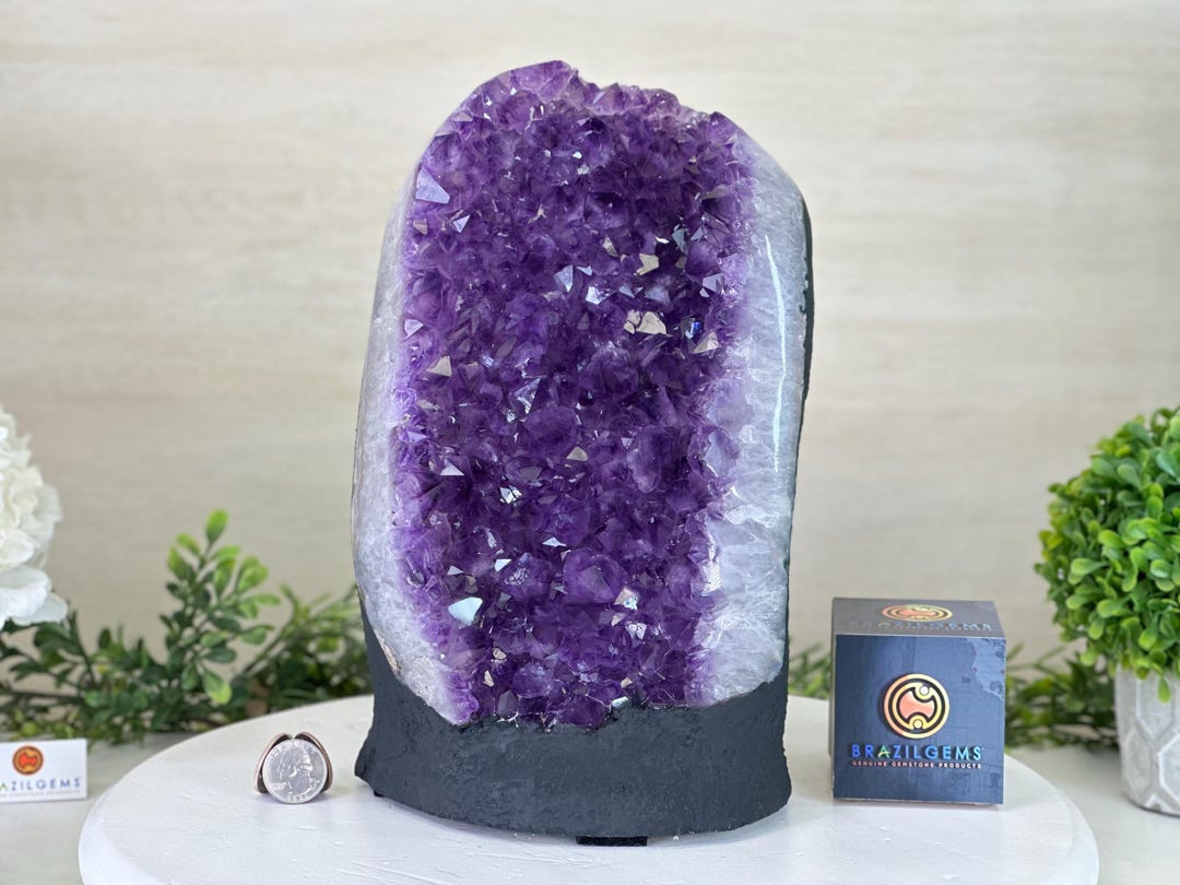 Extra Quality Amethyst Cluster, Cement Base, 16.8 Lbs & 11" Tall #5614 ...