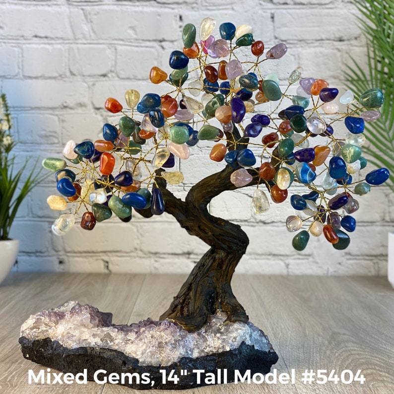 14 Tall Handmade Gemstone Tree W/ Crystal Cluster Base - Etsy