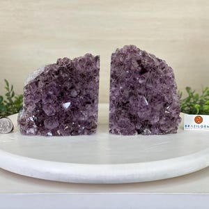 Extra Plus Amethyst Crystal Bookends, 11.2 Lbs & 5.2" Tall #5151AM-064 ...