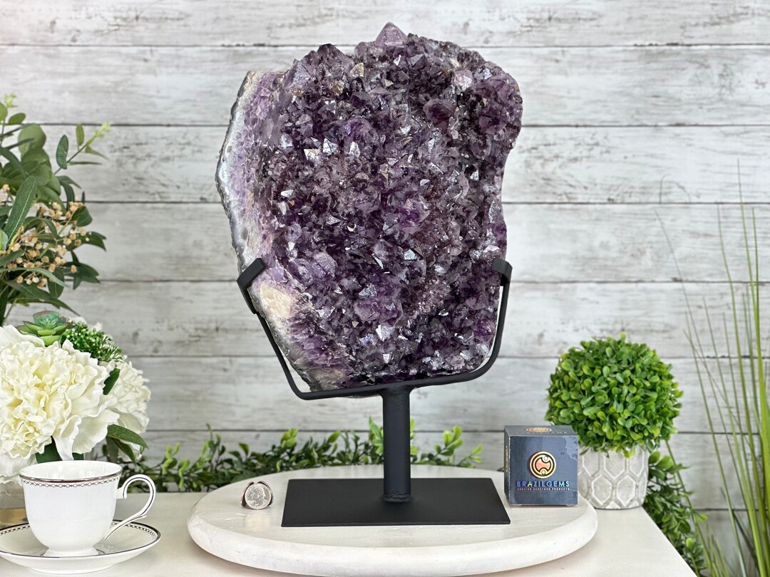 Amethyst Cluster on a Metal Base, 54.2 Lbs & 16.8" Tall, #5491-0109 by ...