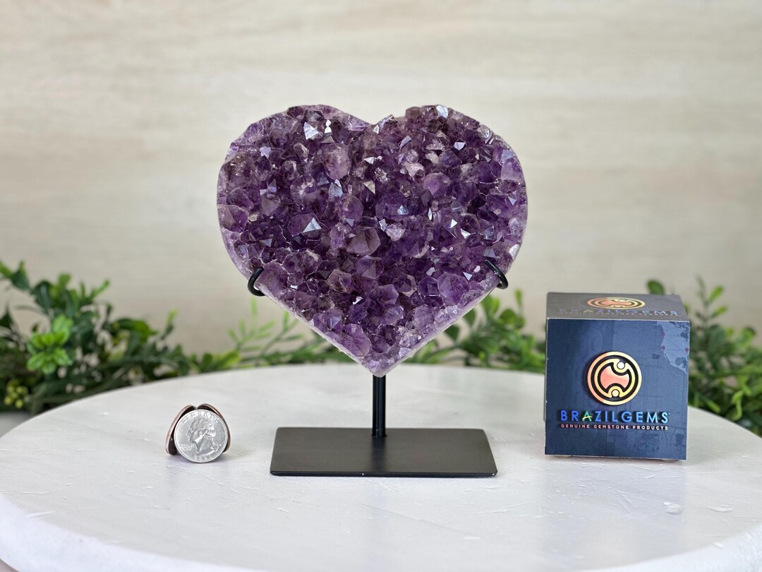 Amethyst Heart Geode on a Metal Stand, 2 Lbs & 6.4 Tall 5463-0311 by ...