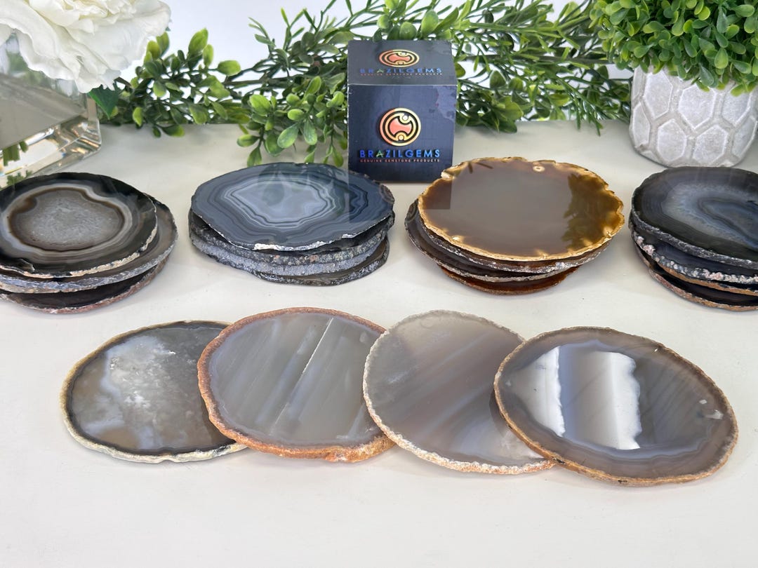 Natural Agate Coasters, Sized 3.5"-4.5" Each (set of 4 or 8) #5205NATU ...