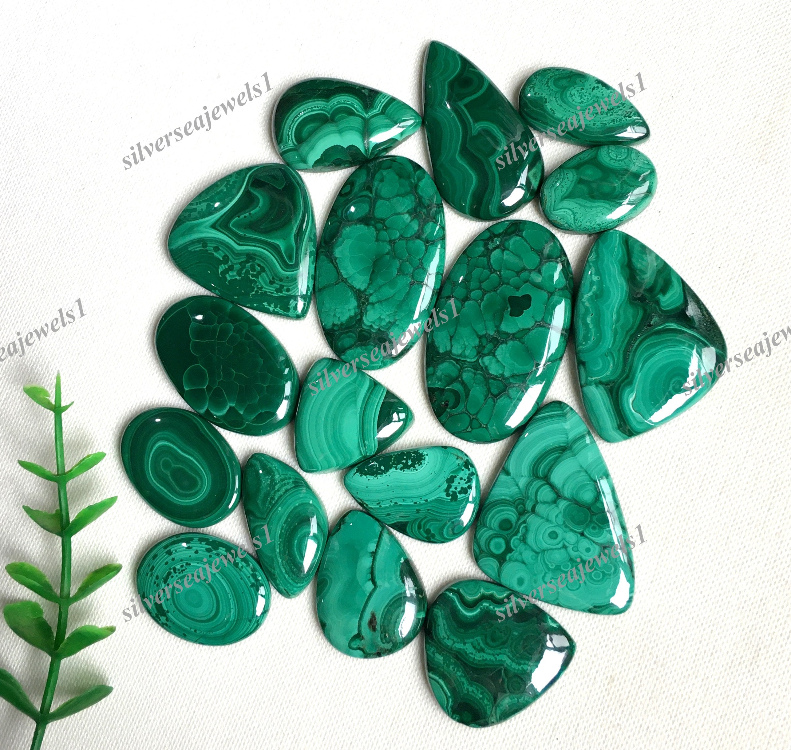Natural Malachite Cabochon Wholesale Lot, Mix Shapes and Sizes ...