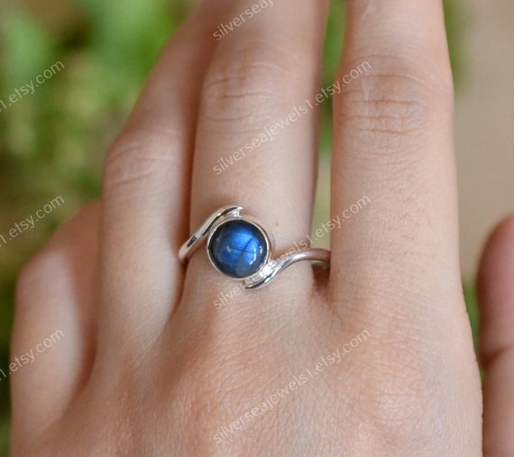 Natural Labradorite Ring Round Gemstone Jewelry Bridal Ring Ethnic Ring Sterling Silver Engagement Ring Statement Ring Size Baby Ring Etsy