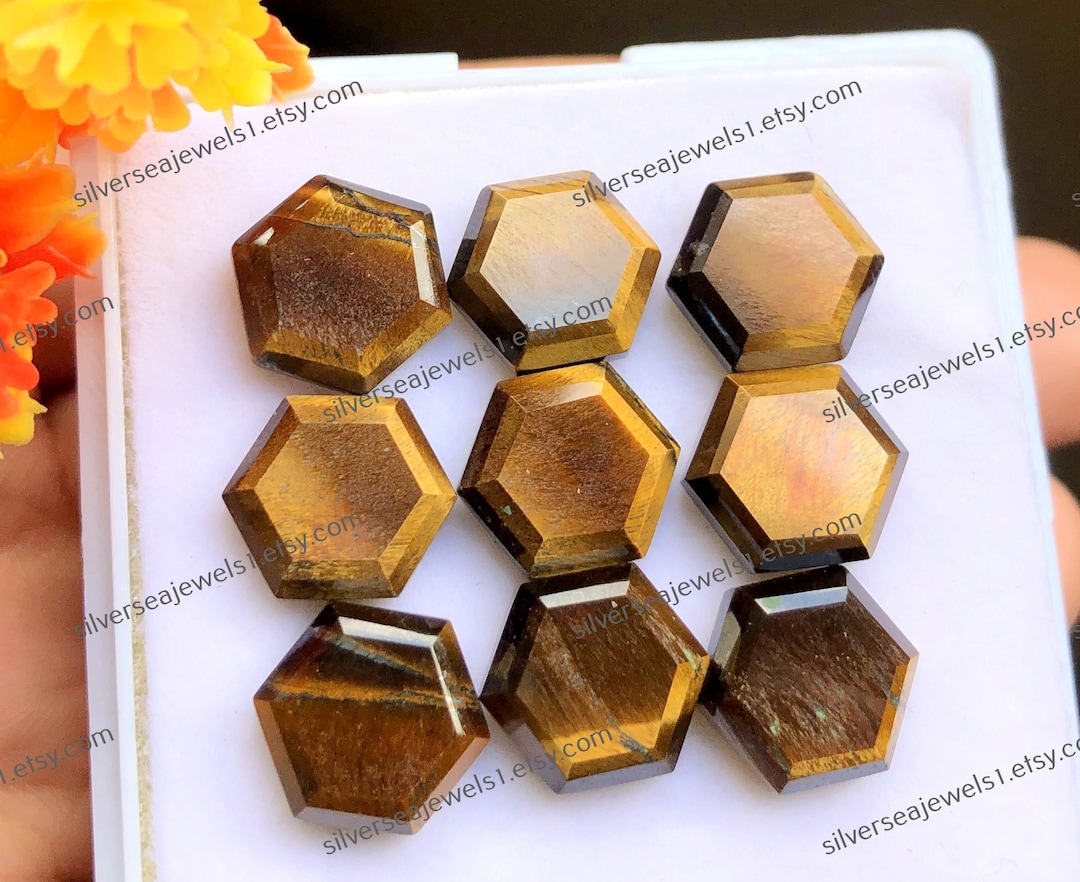 10mm Tiger's Eye Hexagon Shape Step Cut Gemstone, 10 Pcs Lot High ...
