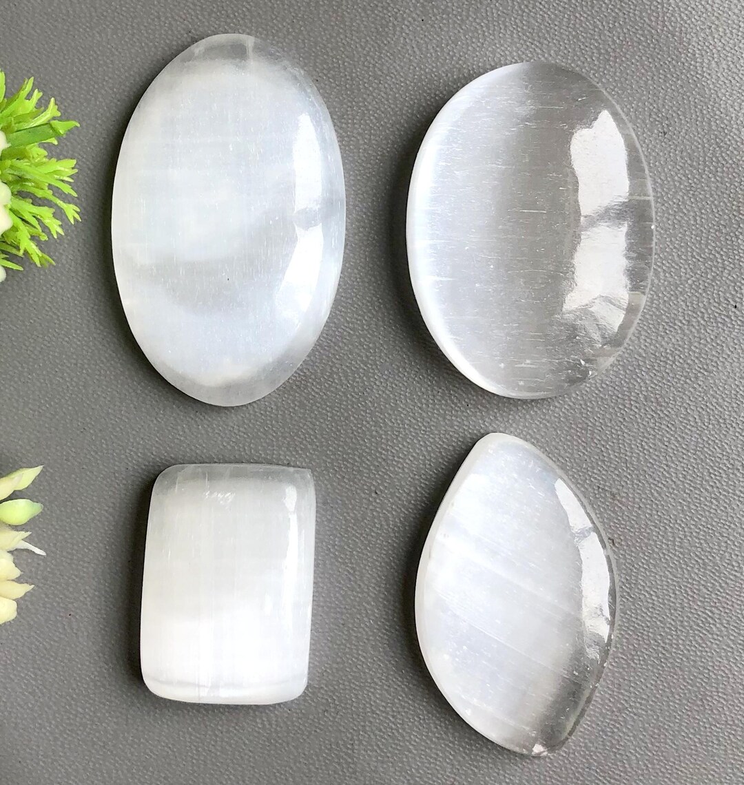 White Selenite Cabochon, Healing Gemstone for Jewelry and Craft Making ...