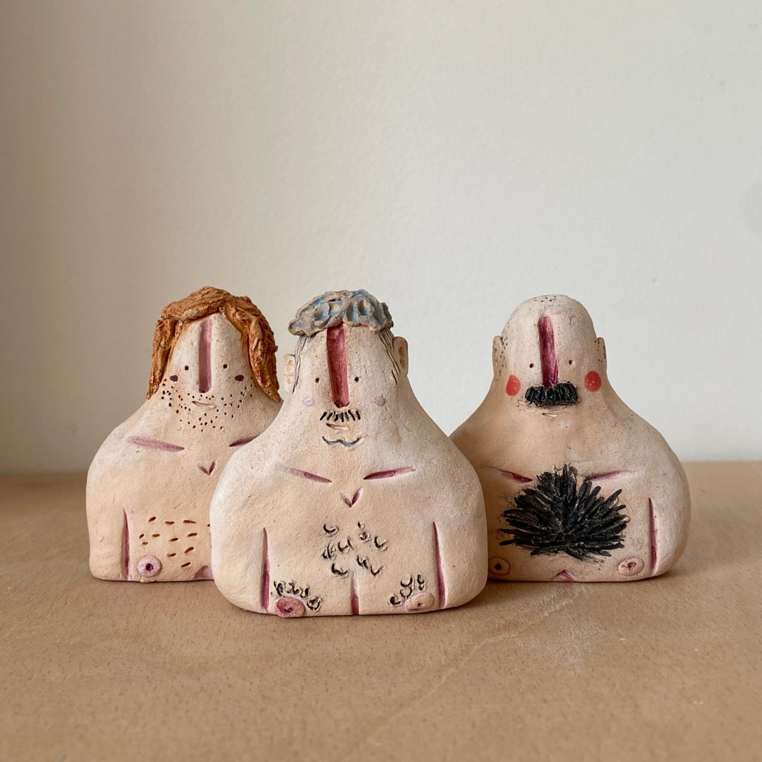 Ed's - Small Cute Ceramic Bust Figurine Paperweights - Etsy