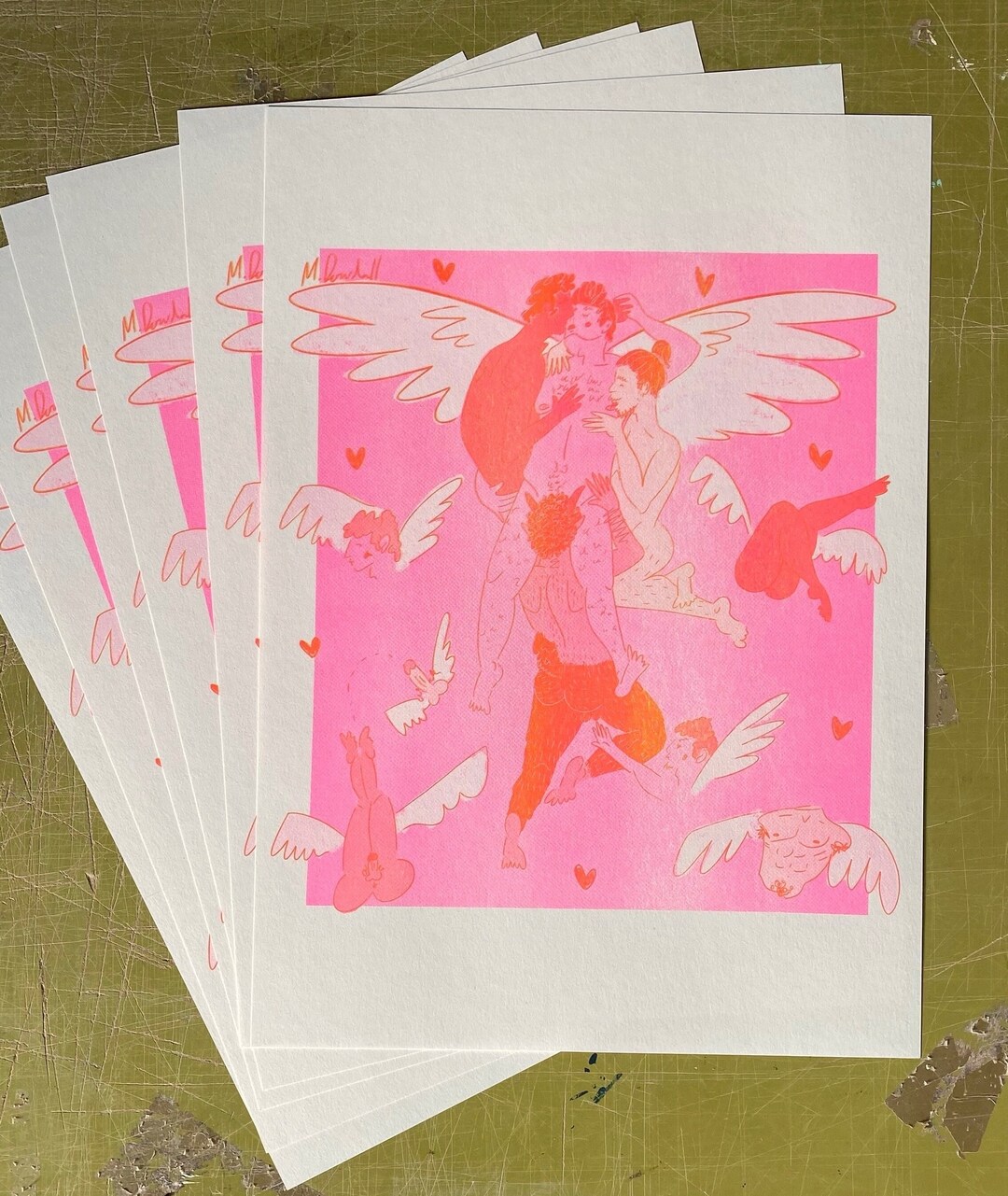 The Cursed Angel - A3 Valentines Risograph Queer Art Print - Etsy