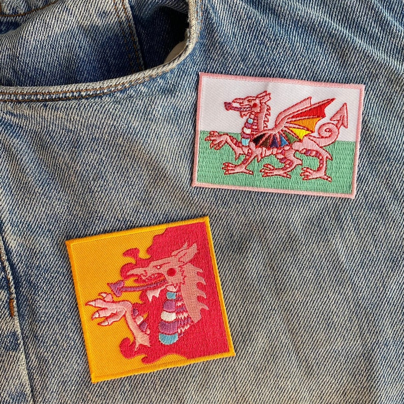 Queer Progress Pride Welsh Dragon Flag Embroidery Iron-on Patches - Etsy