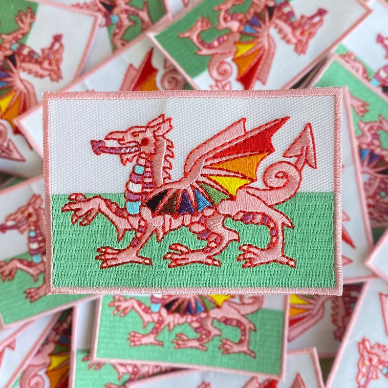 Queer Progress Pride Welsh Dragon Flag Embroidery Iron-on Patches - Etsy
