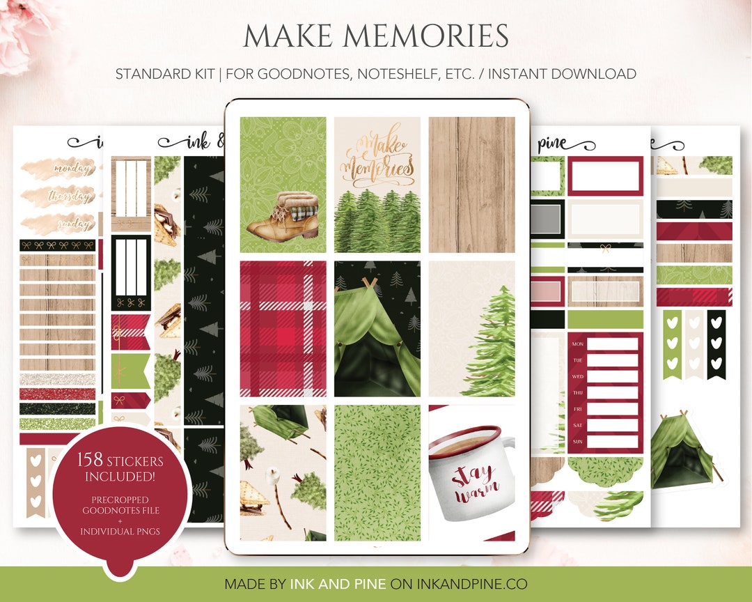 Make Memories Digital Stickers Camping Goodnotes Stickers - Etsy
