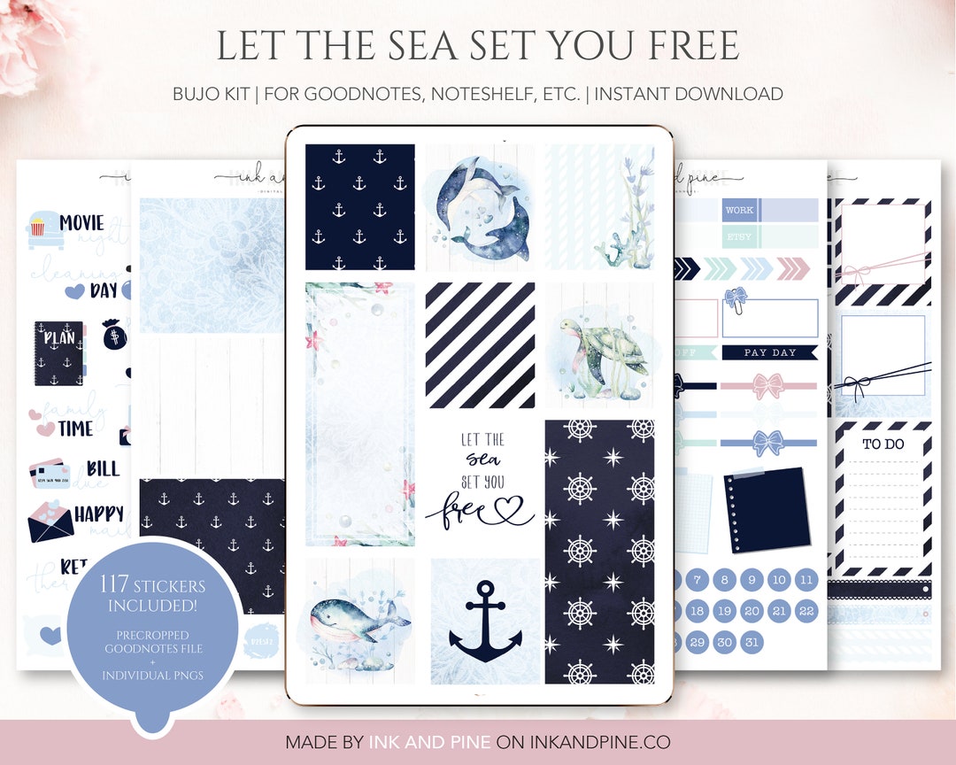 Let the Sea Set You Free Digital Stickers Ocean Goodnotes Stickers ...