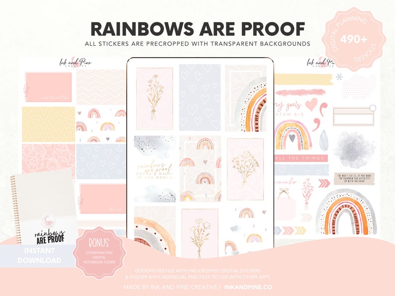 Rainbows Are Proof Digital Stickers Wild Animal Goodnotes - Etsy