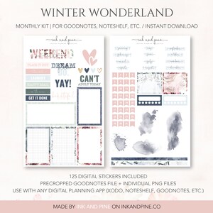 Winter Wonderland Monthly Digital Stickers Winter Goodnotes Stickers ...