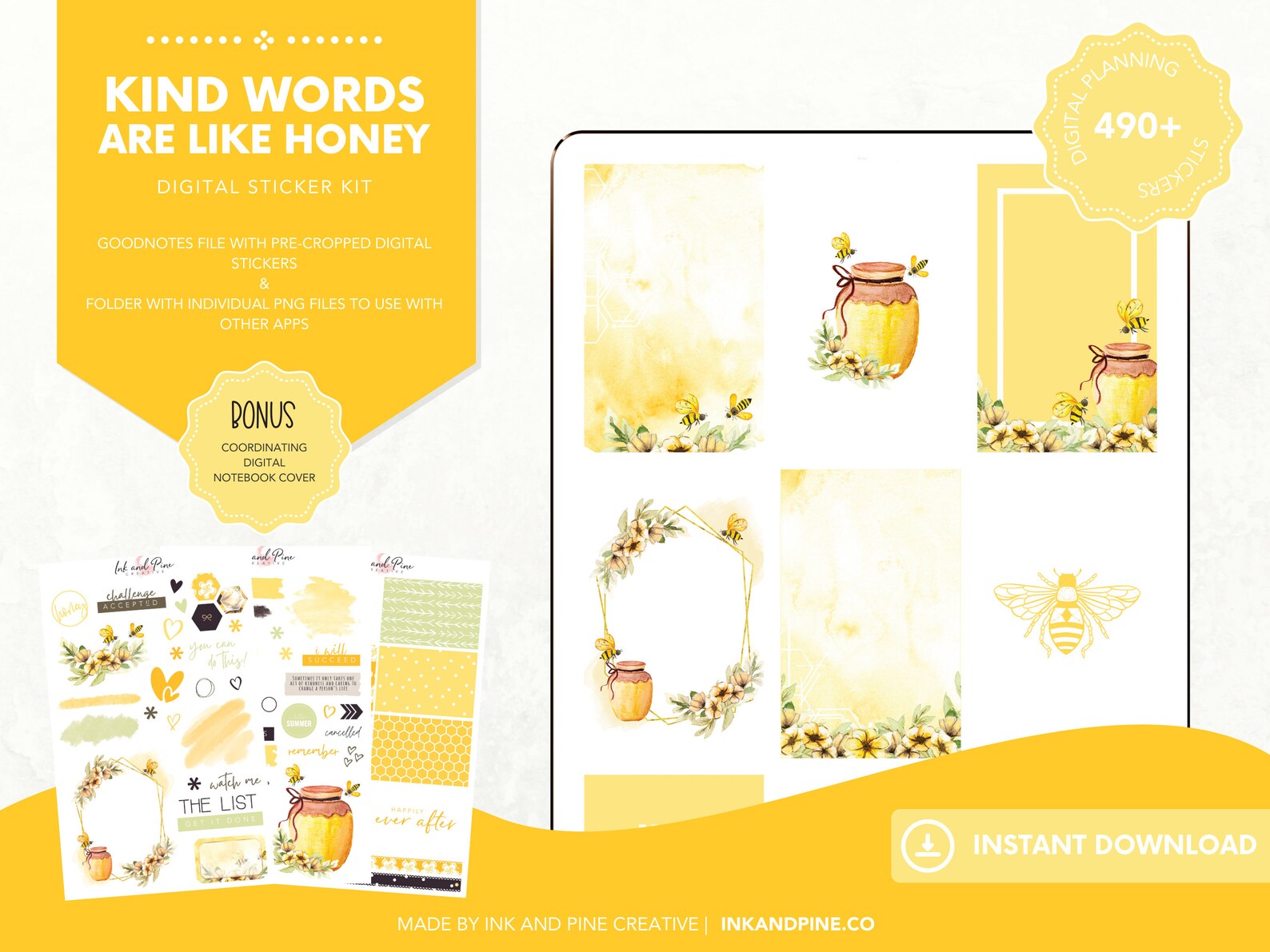 Kind Words Are Like Honey Digital Stickers Dreamy Goodnotes - Etsy
