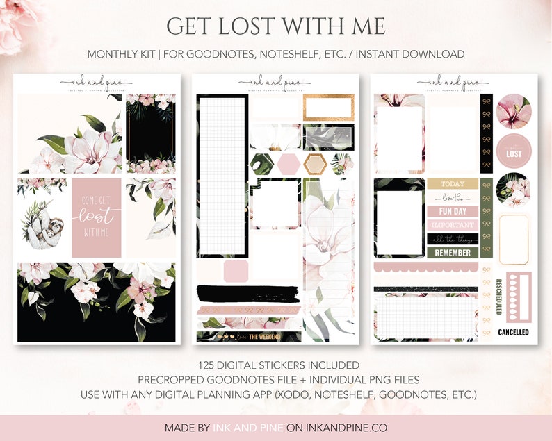 Get Lost With Me Monthly Digital Stickers Wild Animal | Etsy