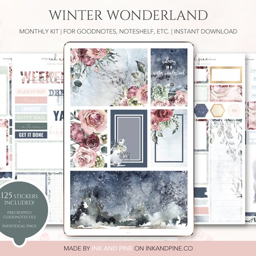 Winter Wonderland Monthly Digital Stickers Winter Goodnotes - Etsy