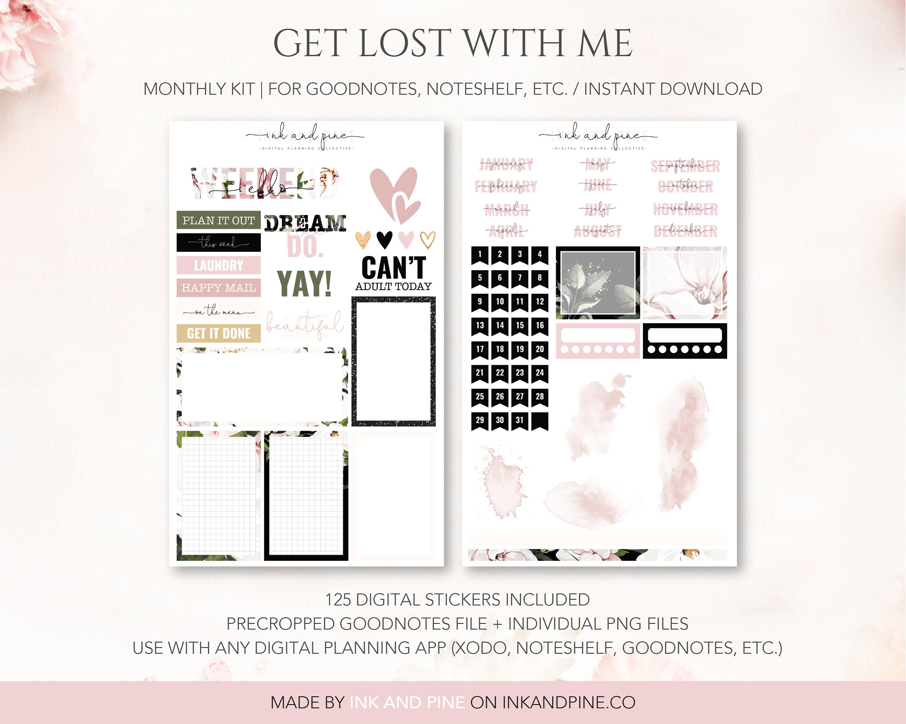 Get Lost With Me Monthly Digital Stickers Wild Animal | Etsy