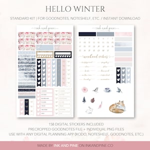 Hello Winter Digital Stickers Snowy Goodnotes Stickers iPad Stickers ...