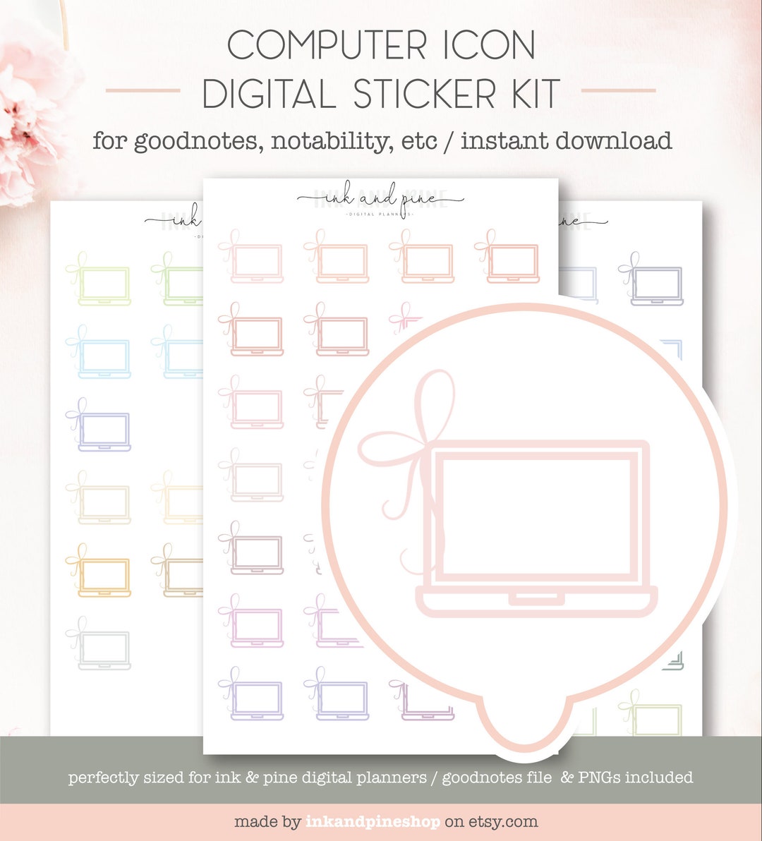 Pegatinas digitales de iconos de computadora pasteles/ Pegatinas ...