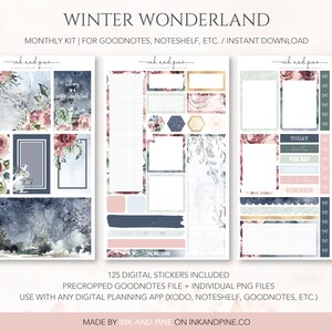 Winter Wonderland Monthly Digital Stickers Winter Goodnotes Stickers ...