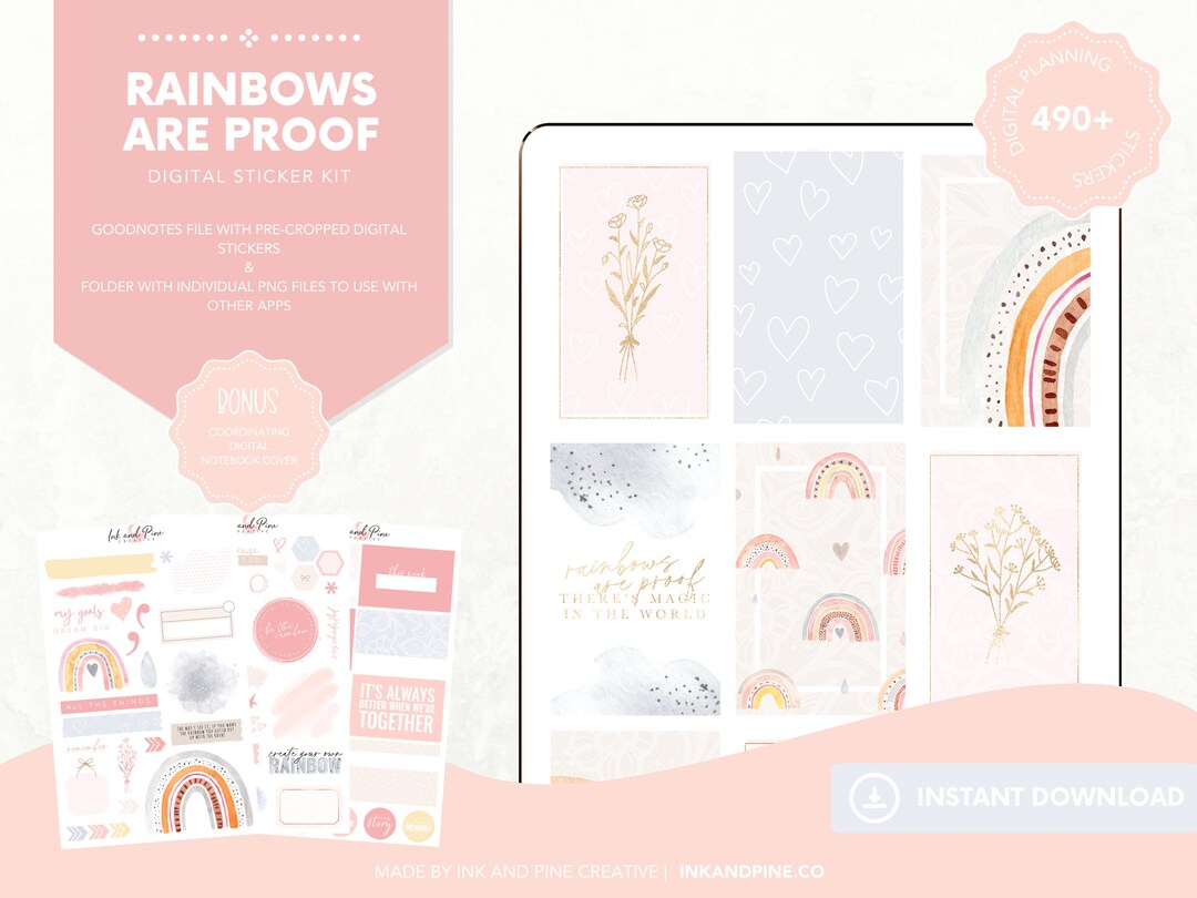 Rainbows Are Proof Digital Stickers Wild Animal Goodnotes Stickers iPad ...