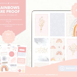 Rainbows Are Proof Digital Stickers Wild Animal Goodnotes Stickers iPad ...