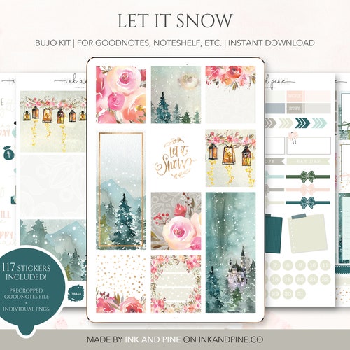 Hello Winter Digital Stickers Snowy Goodnotes Stickers - Etsy