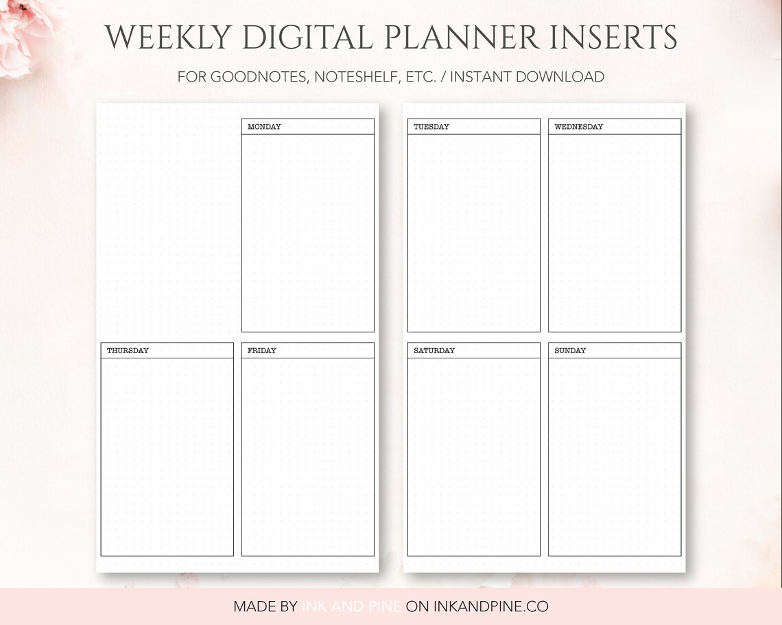 Digital Bullet Journal Weekly Layout Inserts Goodnotes - Etsy