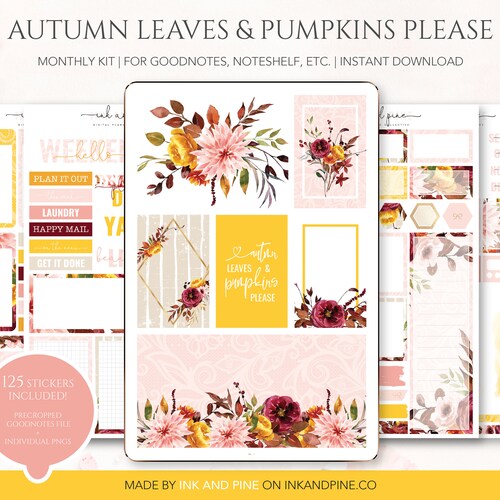 Fall Digital Planner Stickers Digital Stickers Goodnotes Ipad - Etsy