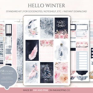 Hello Winter Digital Stickers Snowy Goodnotes Stickers iPad Stickers ...