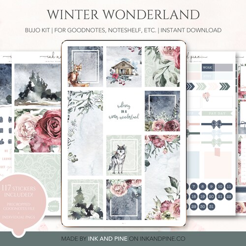 Winter Wonderland Monthly Digital Stickers Winter Goodnotes - Etsy
