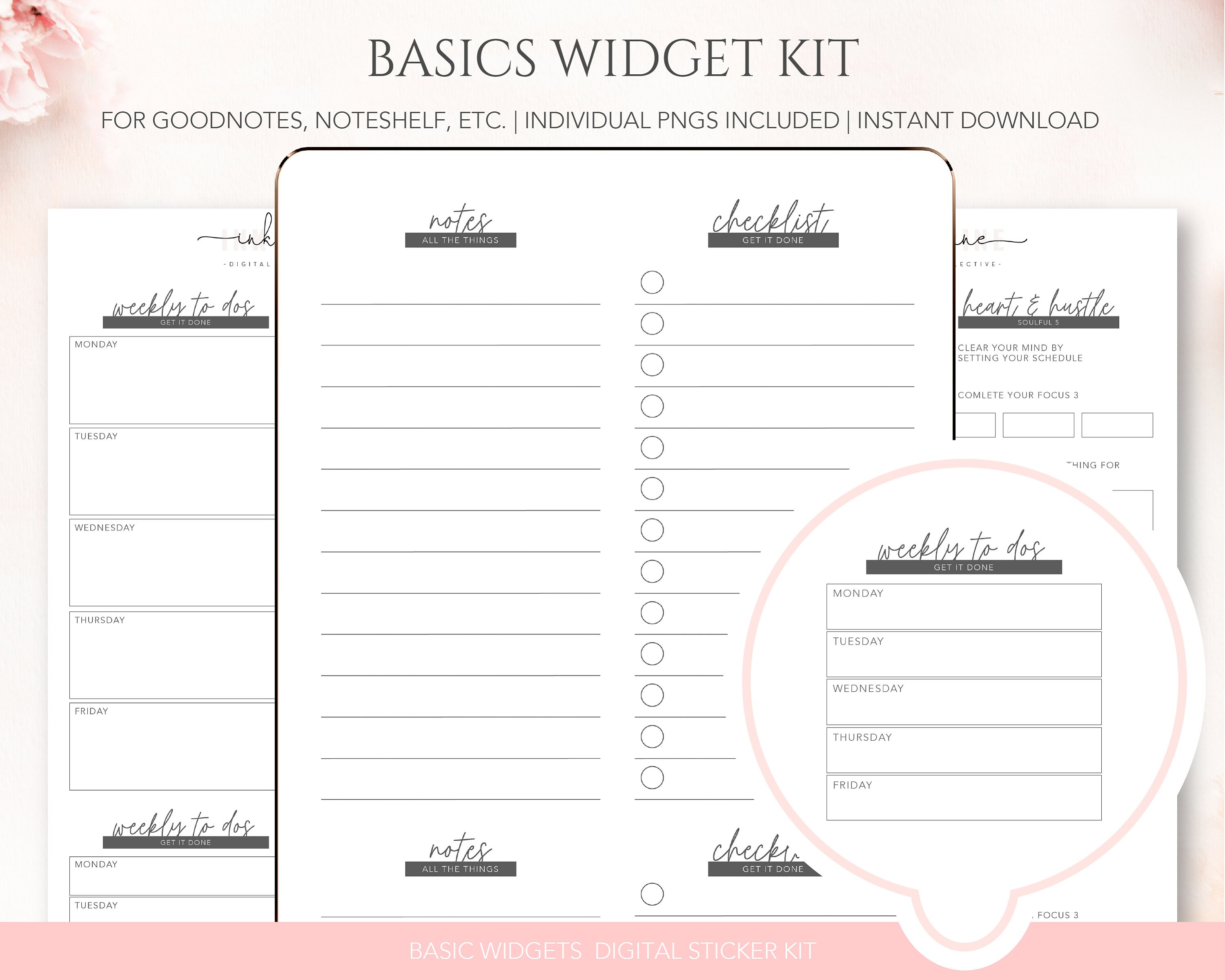 Basic Widget Digital Stickers Functional Goodnotes Stickers | Etsy