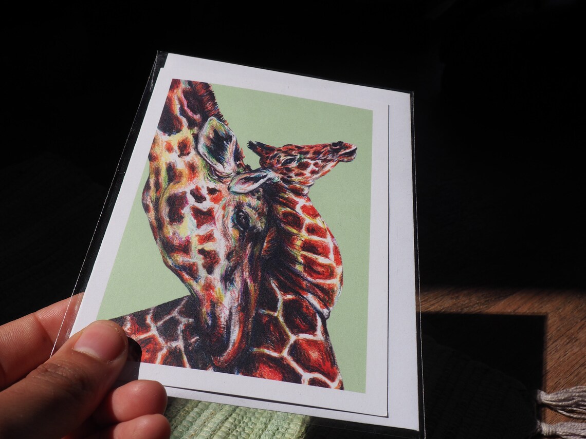 Set of Six Greeting Cards/animal Cards/printed on 100% - Etsy