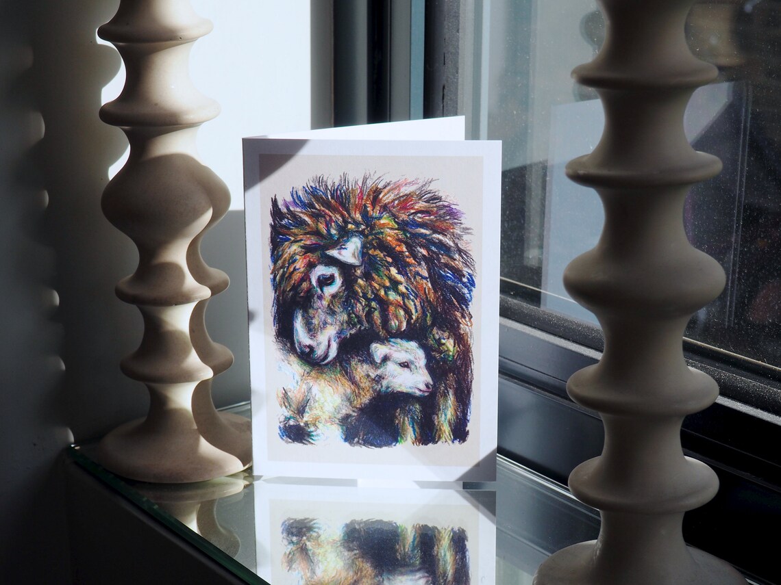 Set of Six Greeting Cards/animal Cards/printed on 100% - Etsy