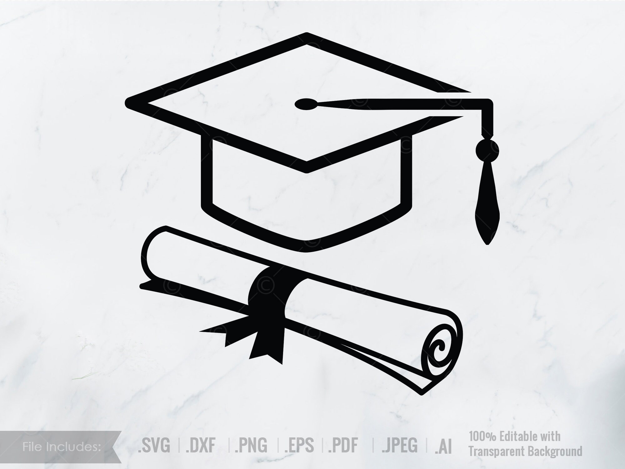 Graduation White Cap And Diploma