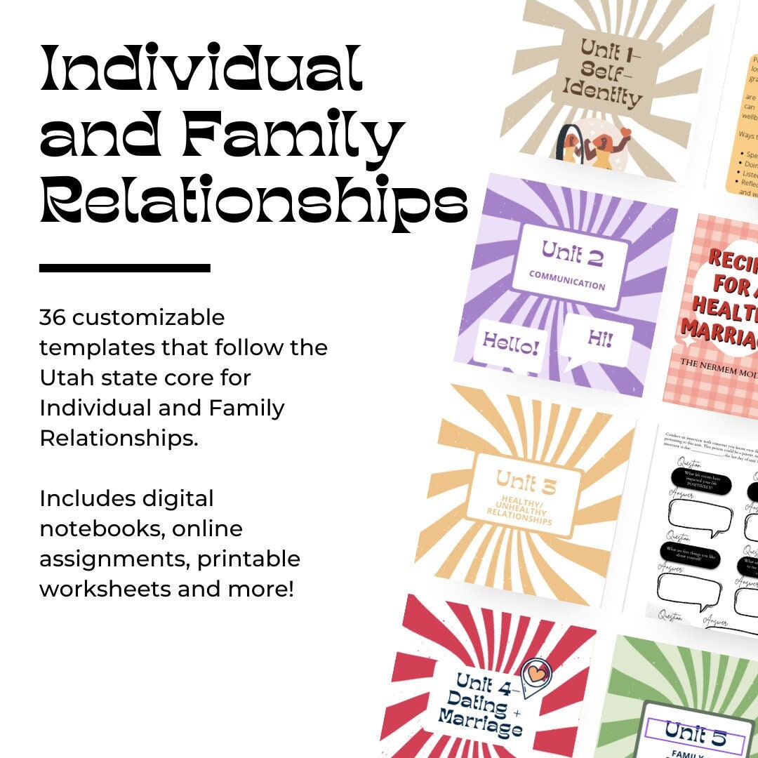Utah Core Individual and Family Relationships Canva Templates - Etsy