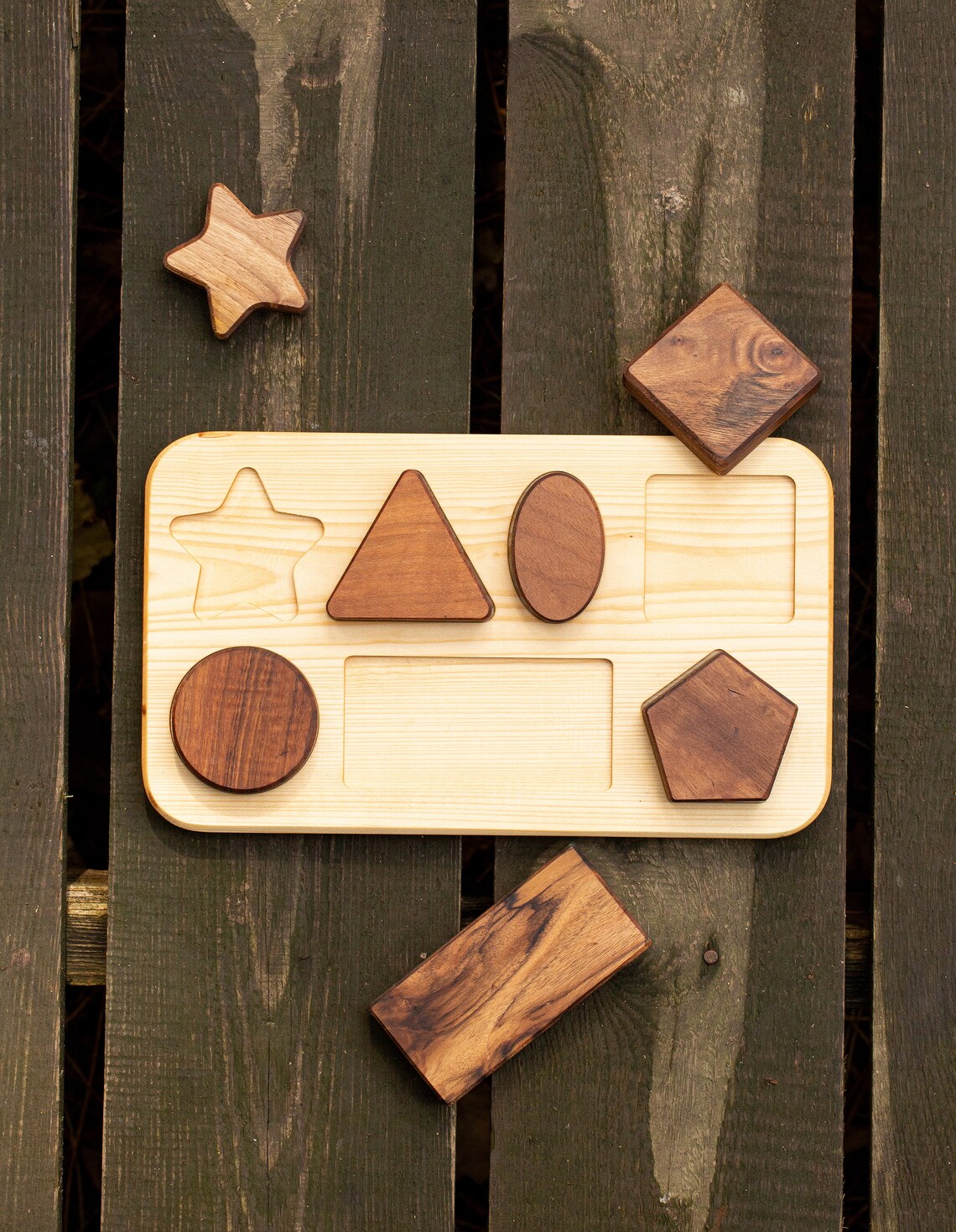 Wooden Geometric Shape Puzzle Wooden Shape Sorter Toy - Etsy
