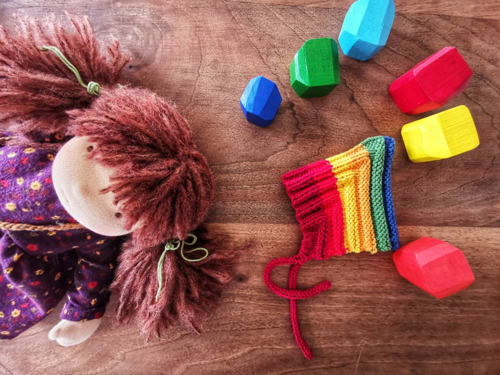 Childs Rainbow Stripe Pixie Hat, Rainbow Knitted Hat, Multi Coloured ...