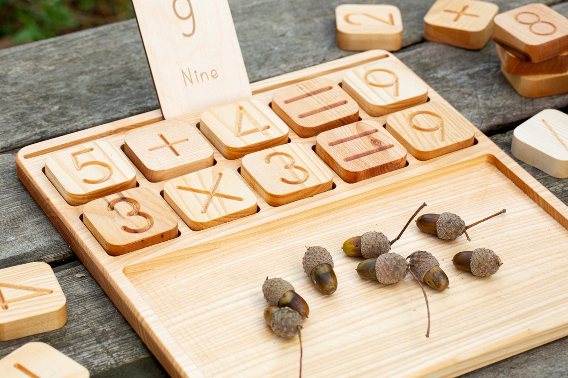 Wooden Math Board With Numbers and Symbols Montessori Math | Etsy