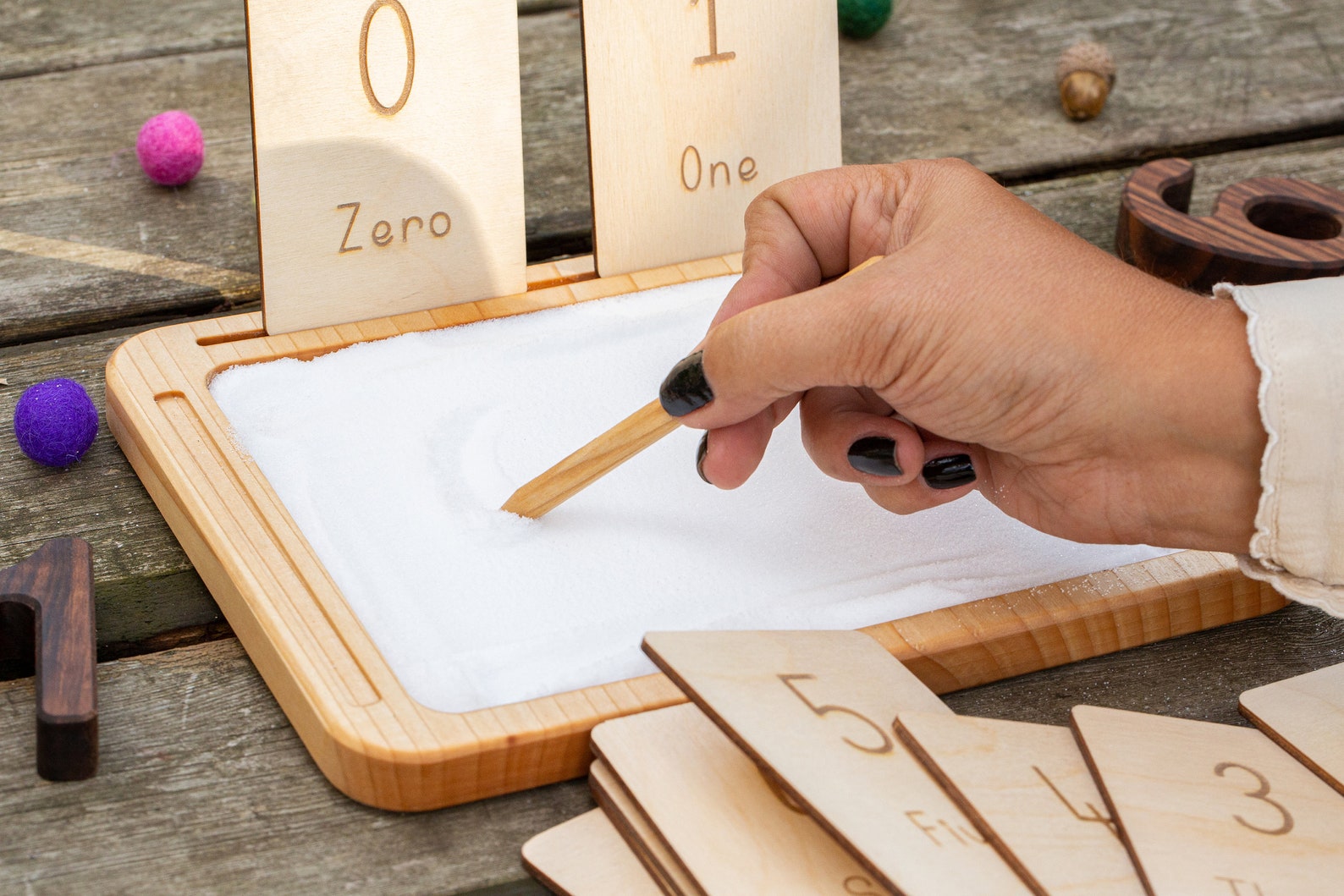 Montessori Learning Tray Set Wooden Sand Tray Wooden Number - Etsy