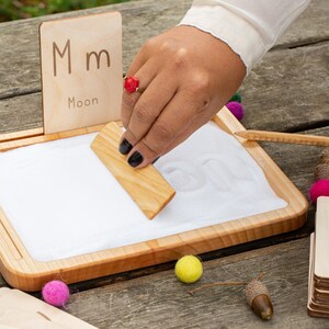 Montessori Learning Tray Set, Wooden Sand Tray, Wooden Alphabet ...