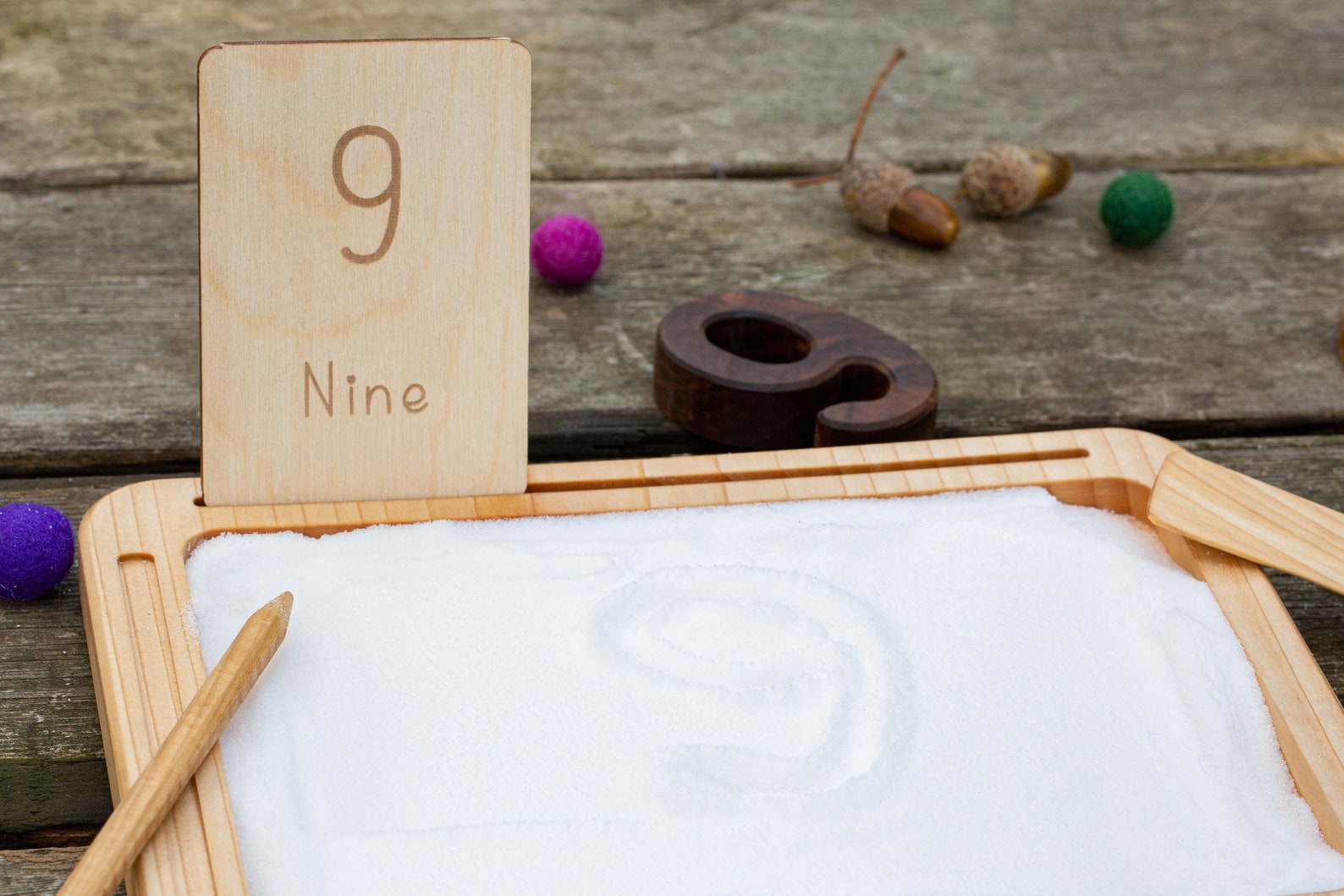 Montessori Learning Tray Set Wooden Sand Tray Wooden Number - Etsy