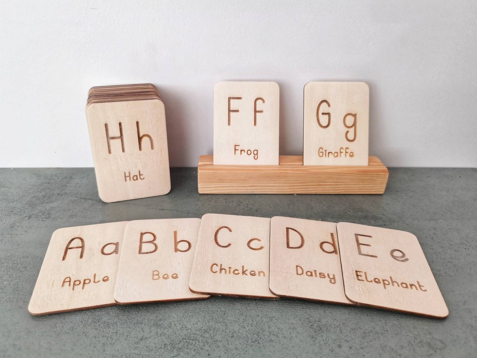 Wooden Alphabet Flashcards Montessori Learning Set - Etsy