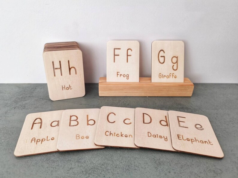 Wooden Alphabet Flashcards Montessori Learning Set - Etsy