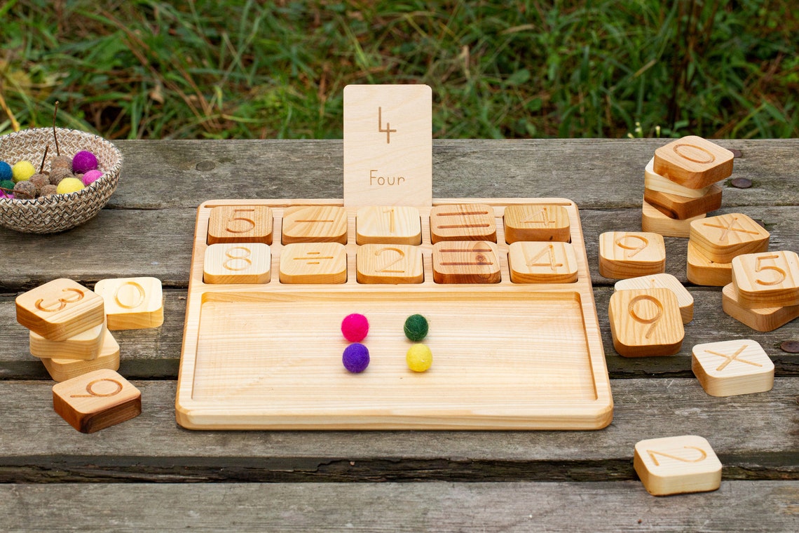 Wooden Math Board With Numbers and Symbols Montessori Math - Etsy